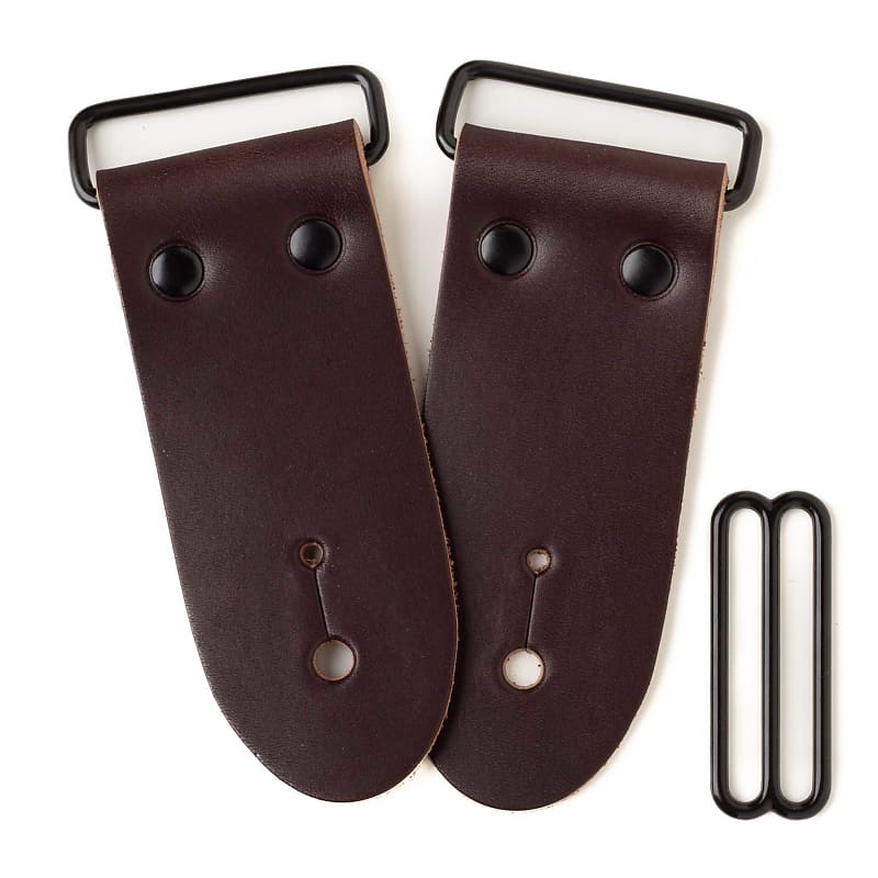 2" Guitar Strap Kit | Brown Leather | Black Hardware | | Reverb