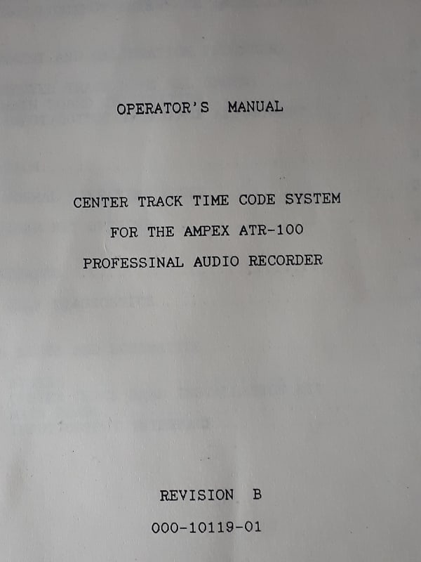 Operator's Manual for SSI Center Track Time Code System | Reverb UK