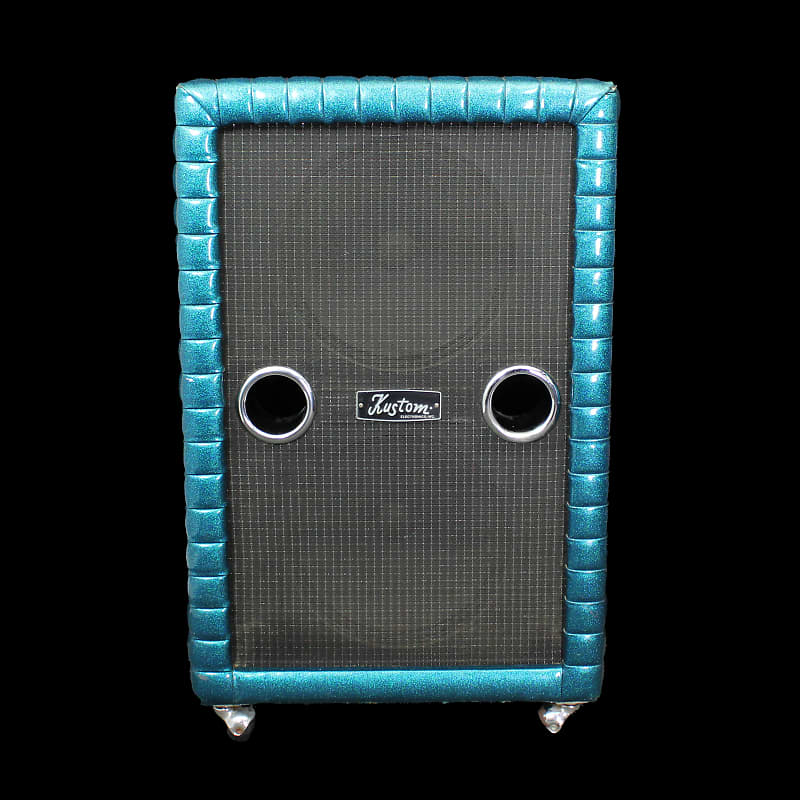 Kustom Naugahyde Tuck n Roll 2x15 Cab, Cascade (Blue/Green) | Reverb