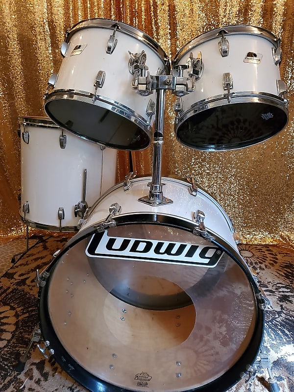 Ludwig Rocker Drum Set with Black/White Badges 1989 | Reverb