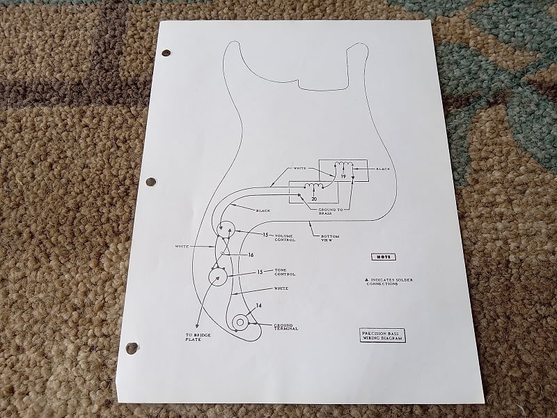 Vintage Late 1970's Fender Precision Bass Wiring Diagram! | Reverb