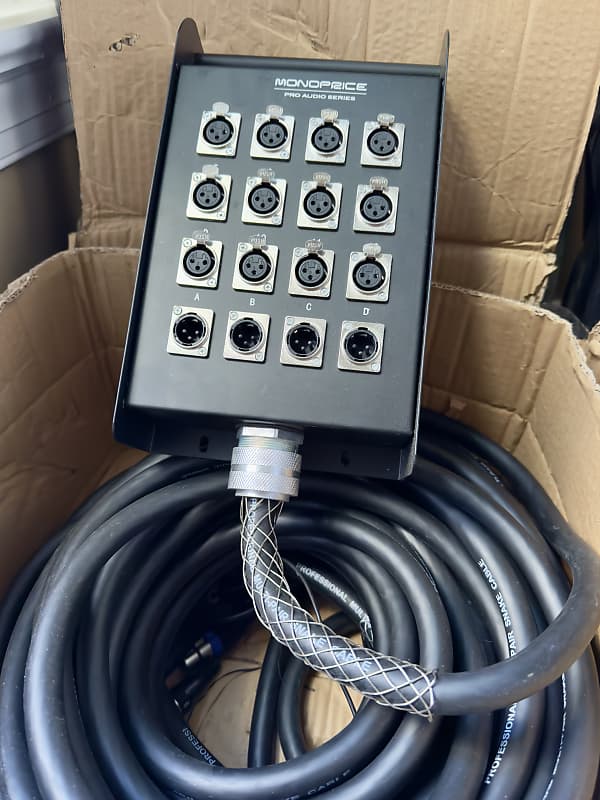 Monoprice 16-channel 25AWG XLR Snake 12x4 Stage Box - 98 feet | Reverb