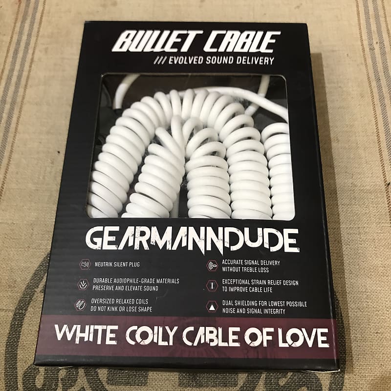 New Bullet Cable Gearmandude White Coily Cable Gear-Man-Dude | Reverb