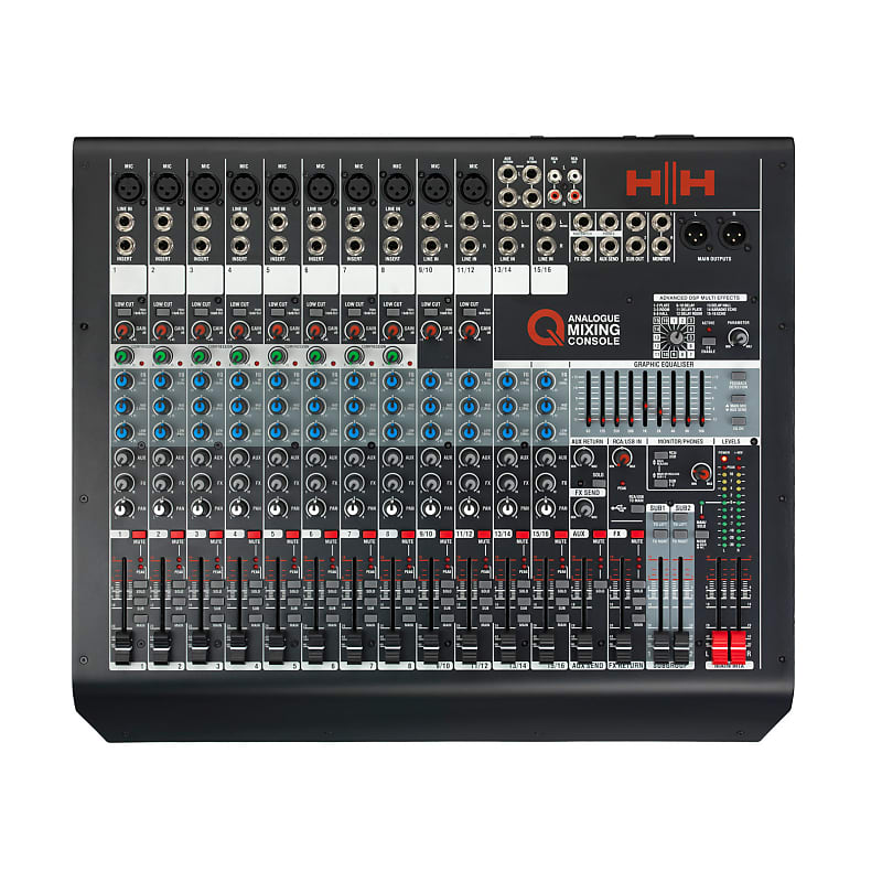 HH Q Series Mixer Q16FX 16-Channel Analogue Mixing Console | Reverb