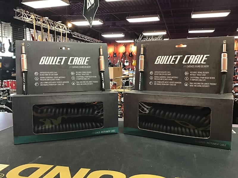 Bullet Cable BC-30CC 30 Foot Coil Cable Pair! Black | Reverb