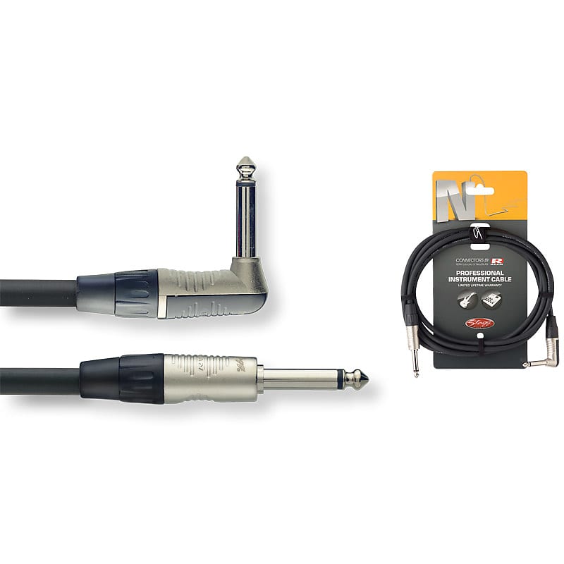 Stagg NGC3PLR 3M/10FT Jack to Angled Jack Instrument Cable | Reverb