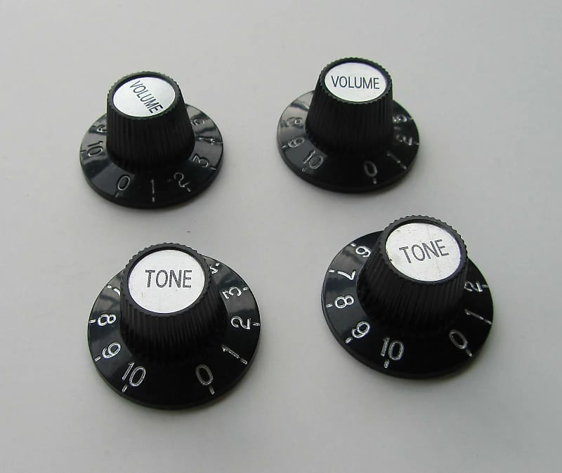 Black Guitar Volume and Tone Control Knobs Set of 4 | Reverb