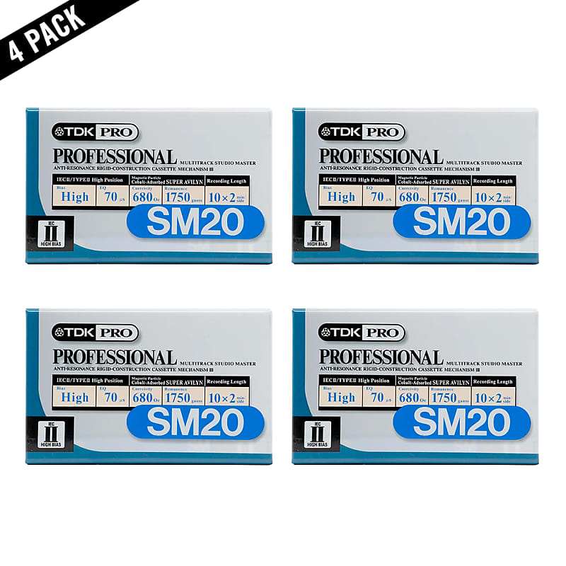4 Pack: TDK SM20 Type II Studio Master Chrome Cassette Tapes | Reverb