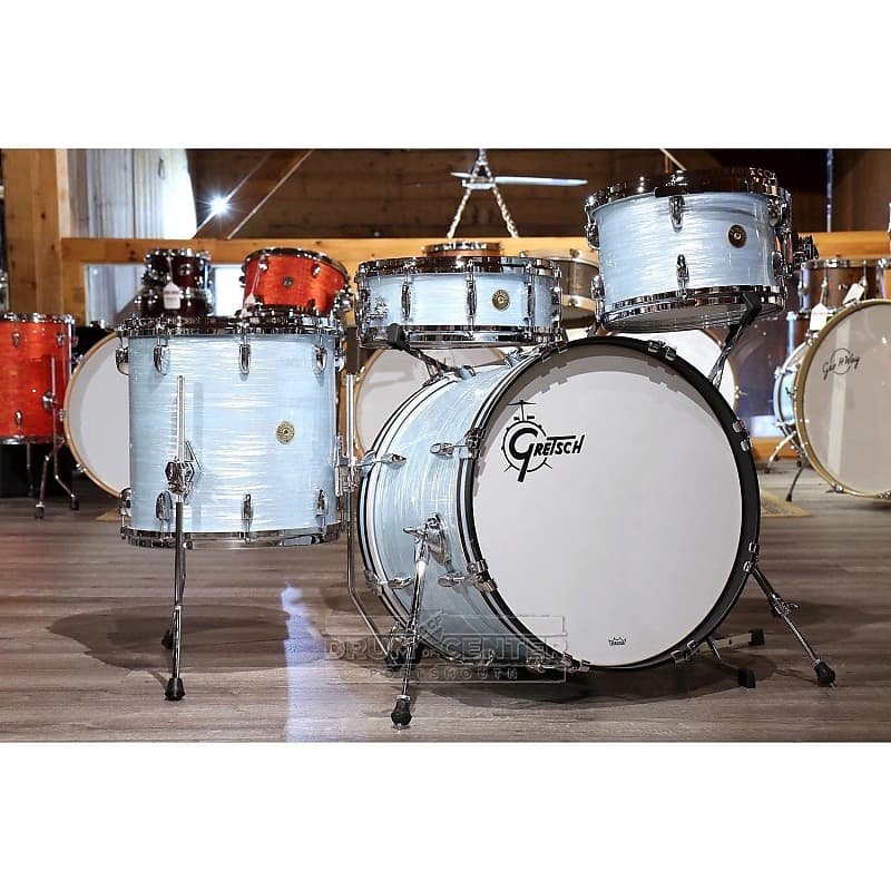 Gretsch USA Custom 4pc Drum Set Vintage Oyster White | Reverb