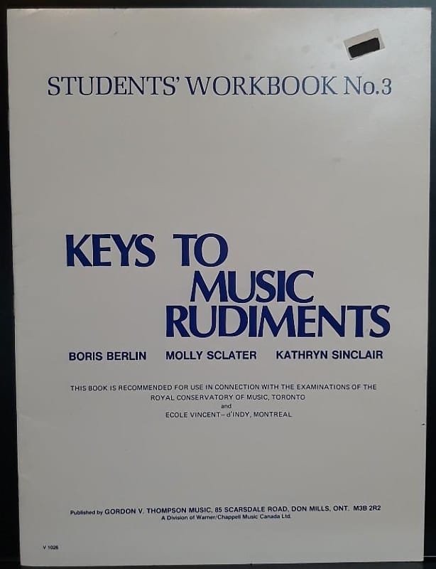 Students' Workbook No.3; Keys to Music Rudiments | Reverb
