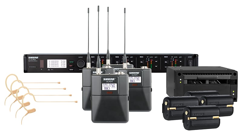 (Mint) Shure ULXD Quad-Channel Headworn Wireless Kit with 4 | Reverb