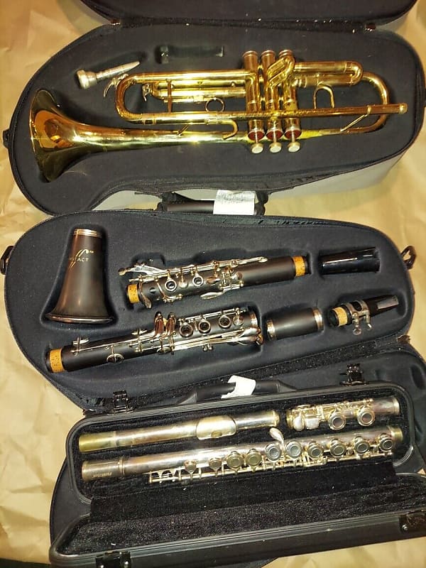 THREE: FirstAct Flute AND Trumpet AND Clarinet w/ Cases, Good | Reverb
