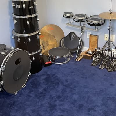 CB 700 8-piece Drum Set Black 3 Roto Toms, Double Bass Crash | Reverb