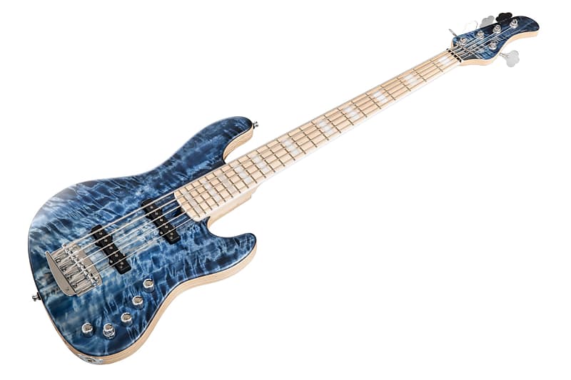 Mayones Jabba Custom 5 4A Curly Poplar - Light Blue Spirit | Reverb