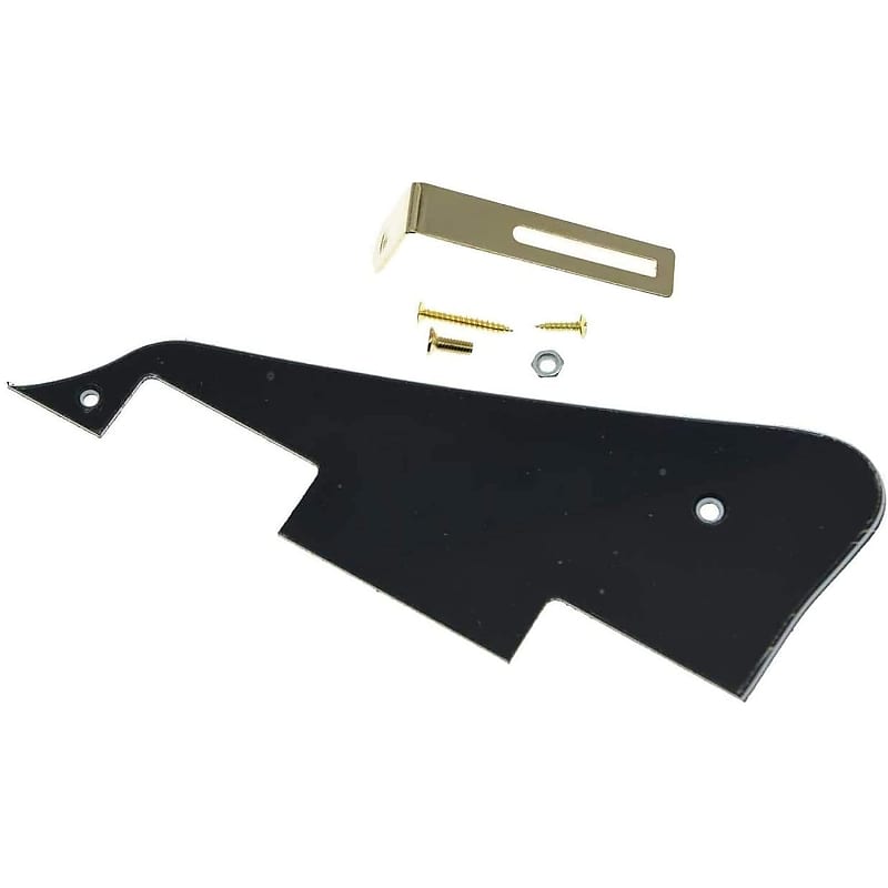 Black 3 Ply Lp Guitar Pickguard With Gold Bracket For | Reverb