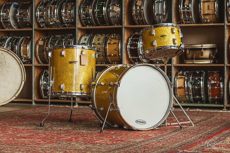 1960s Trixon "Luxus" in Yellow Sparkle - 16x20, 8x13, 16x16 | Reverb