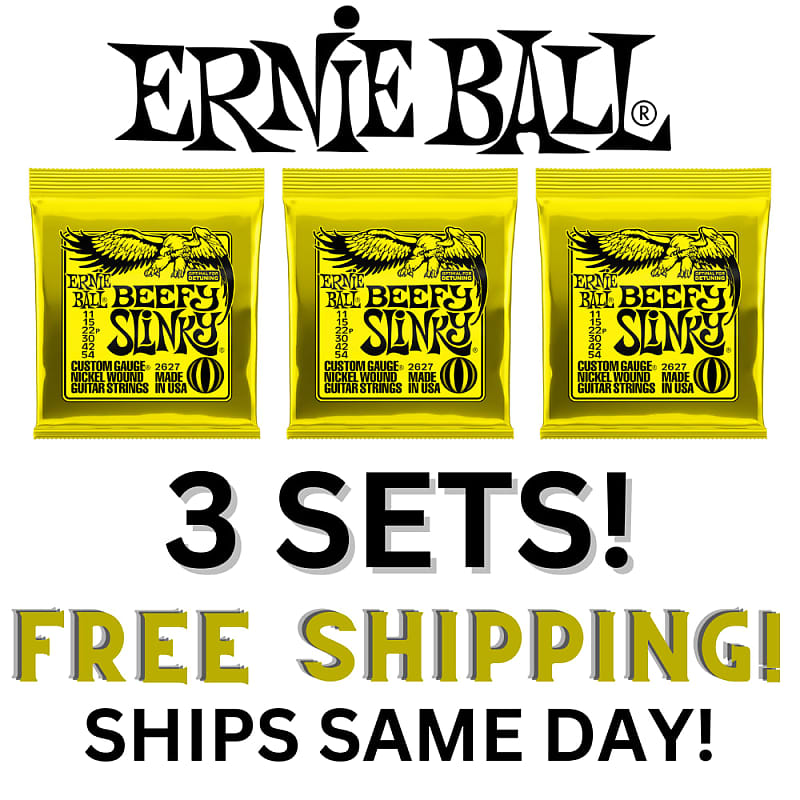 3 SETS Ernie Ball Beefy Slinky Nickel Wound Electric Strings | Reverb