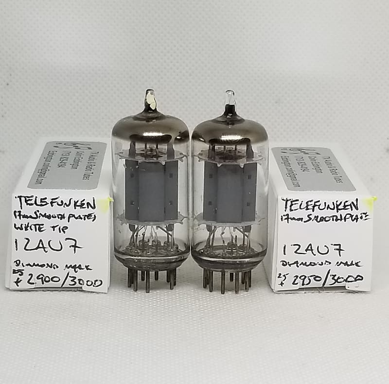Telefunken 12AU7 Smooth Gray Plate Well Balanced (3.3%) Pair | Reverb