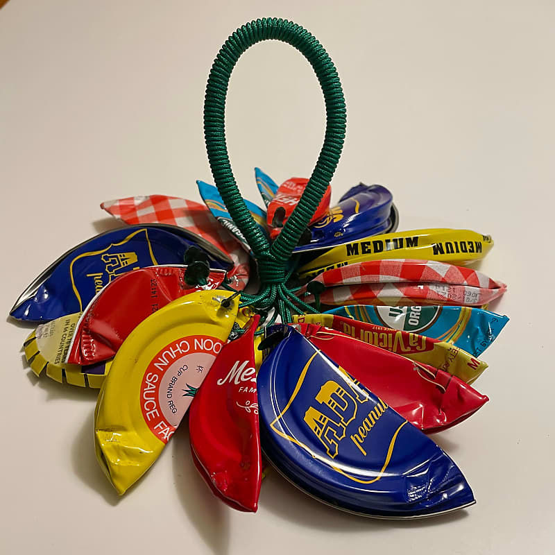 Upcycled Percussion - Jar Lid Hand Rattle / Shaker - Primary | Reverb