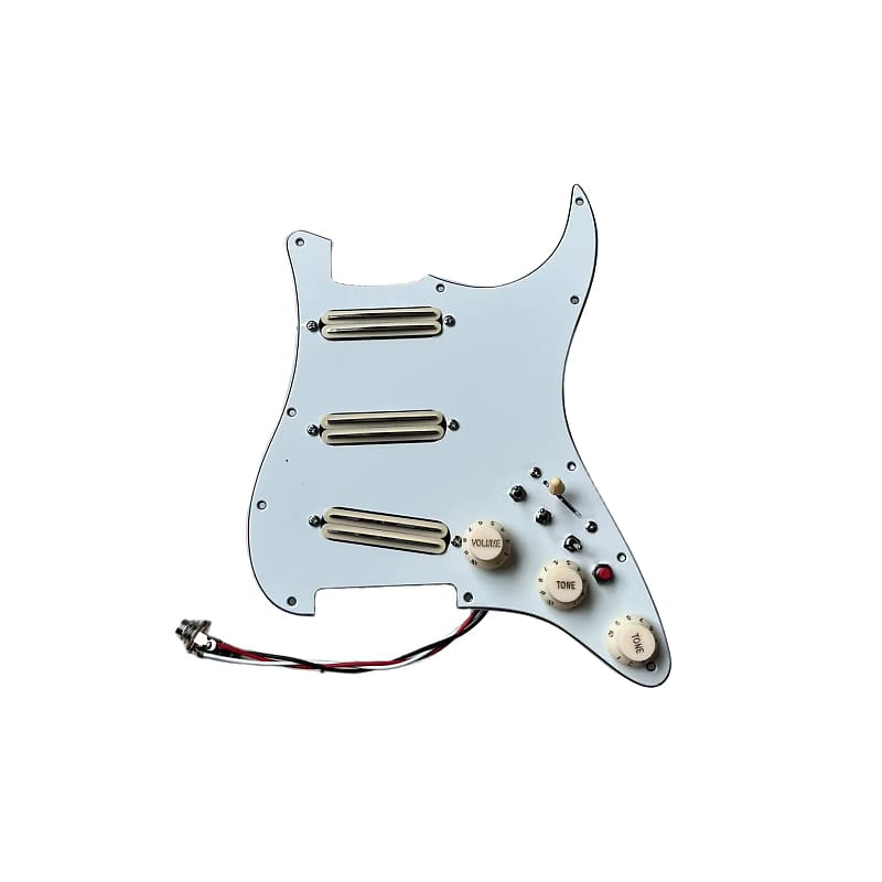 White Strat Guitar Loaded Prewired Pickguard, Dual Hot Rails | Reverb