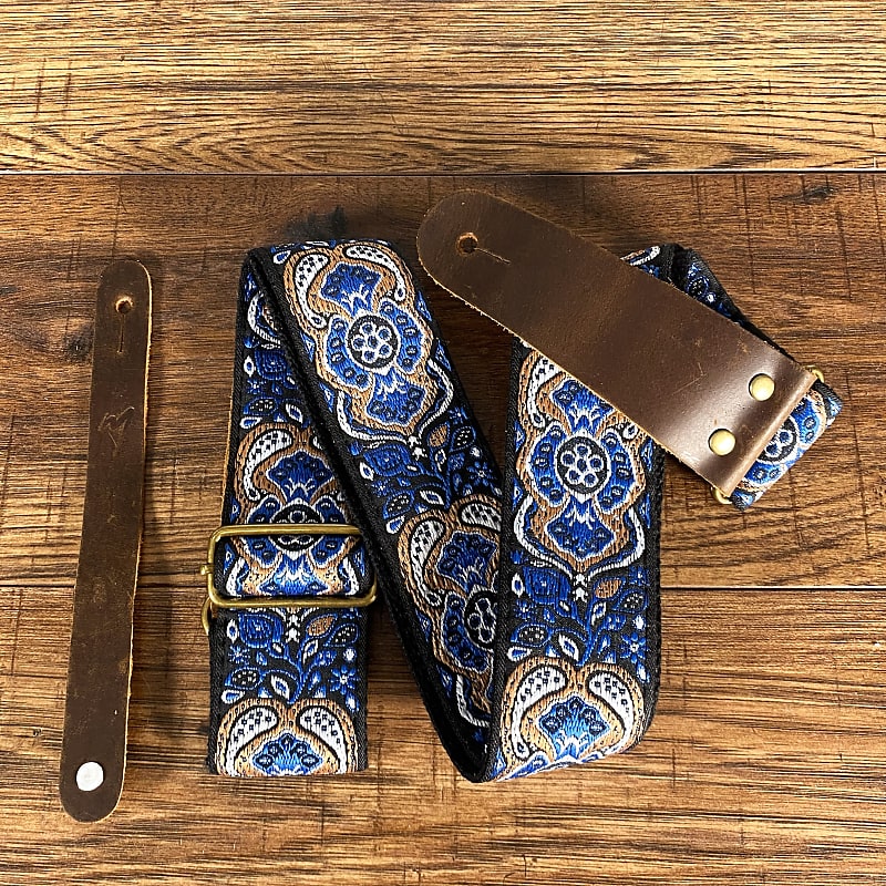 Musily Retro Guitar Strap Paisley Sapphire X004GRCERB Picks | Reverb