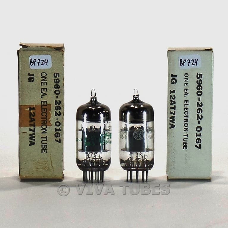 True NOS NIB Matched Pair GE USA JG-12AT7WA/6201 Grey Plate | Reverb