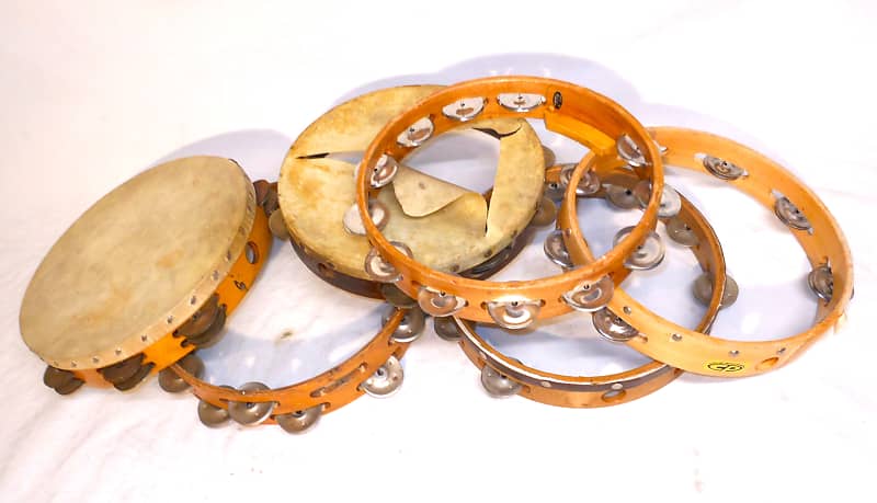 Six Vintage Maple Shell Tambourines | Reverb