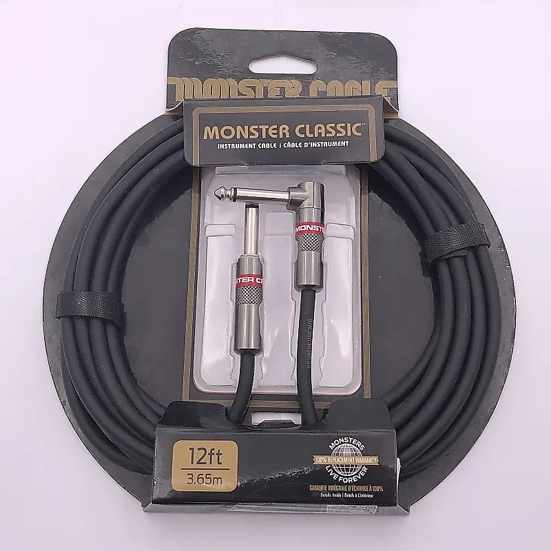 Monster Prolink Classic Instrument Cable 12ft. Right Angle to | Reverb