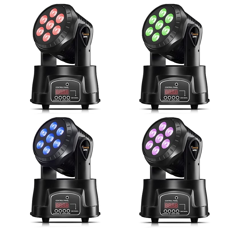 Moving Head Light 4 Packs, 7X8W Rgbw Stage Spotlight Dmx Mini | Reverb
