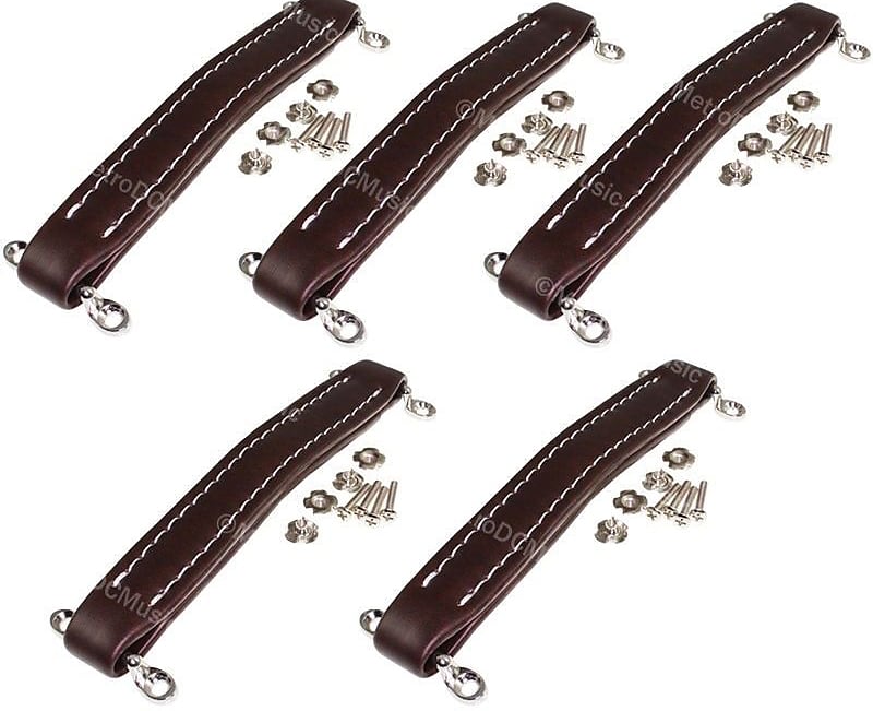 5-Pack Brown Vintage Leather Style Guitar Amplifier Handle | Reverb