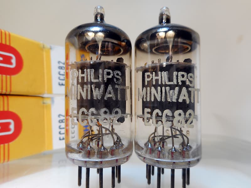PAIR OF 1962 PHILIPS BY MULLARD ECC82 12AU7 Gf1 B2K2 | Reverb