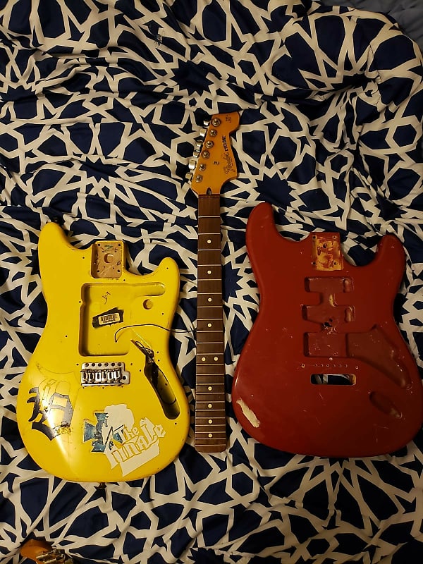 Rare Fender Cyclone Graffiti Yellow Body, Neck Project + (I | Reverb