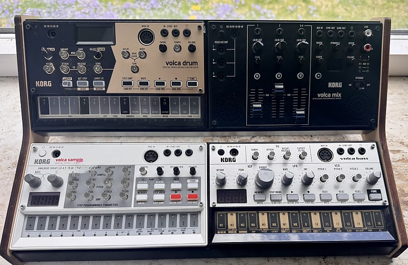 Korg Volca Set – Mix, Bass, Drum, Sample (Gen 1) + Stand & | Reverb