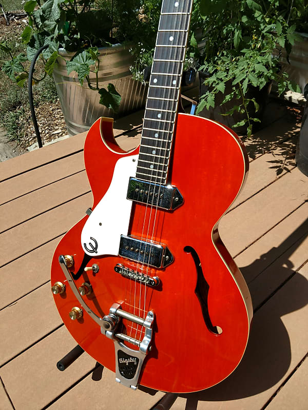 Left handed Epiphone Sorrento Bigsby OHSC 1997 Translucent | Reverb