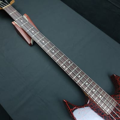 B.C. Rich Platinum Series Warlock Bass 1990 Black Red Crackle | Reverb