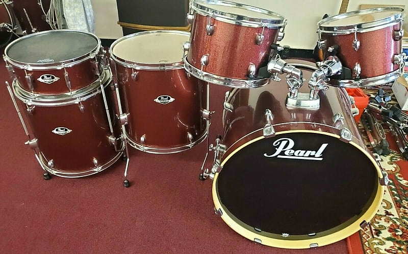 USED PEARL EXPORT EXX SERIES CHERRY SPARKLE RED 6 PIECE SHELL | Reverb