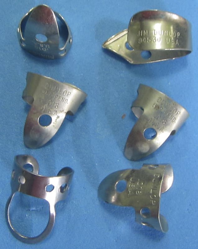 Lot of 6 Dunlop Metal finger guitar picks 2000's - metal | Reverb