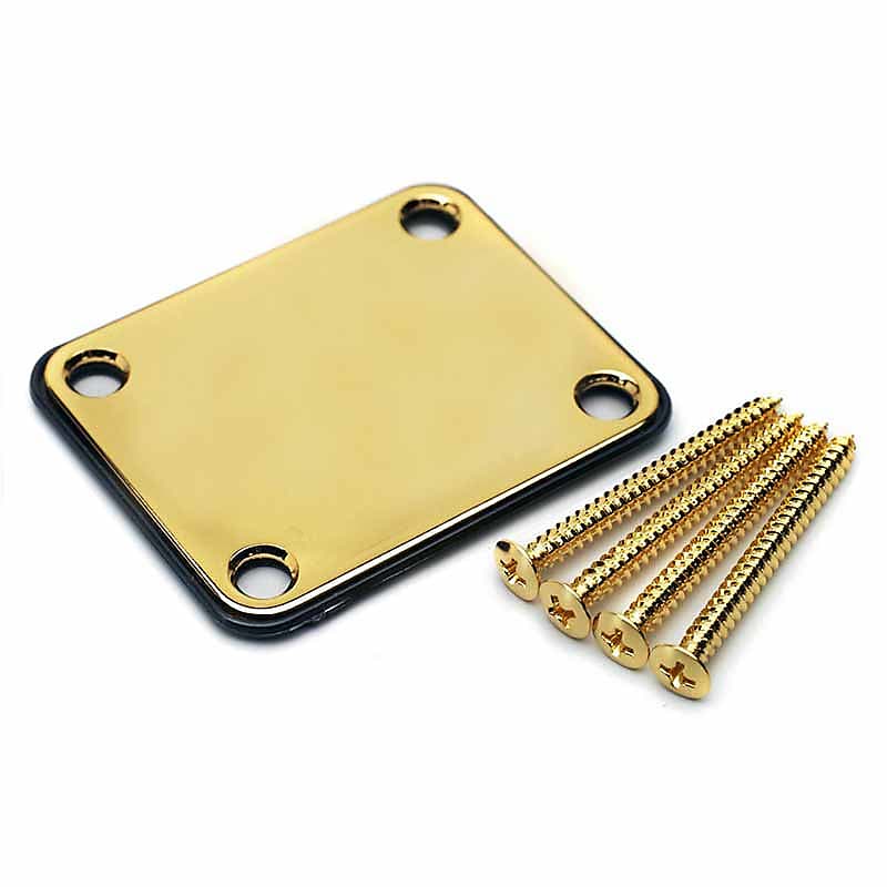 Neck Plate Gotoh Deluxe with protect & 4 screws Gold | Reverb UK