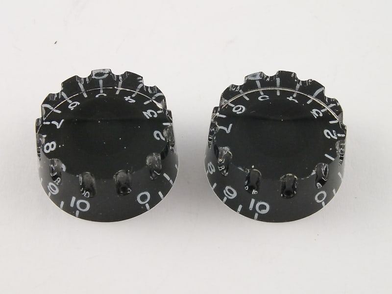 2 Black Knurled Speed Dial Knobs for Gibson Les Paul, SG, PRS | Reverb