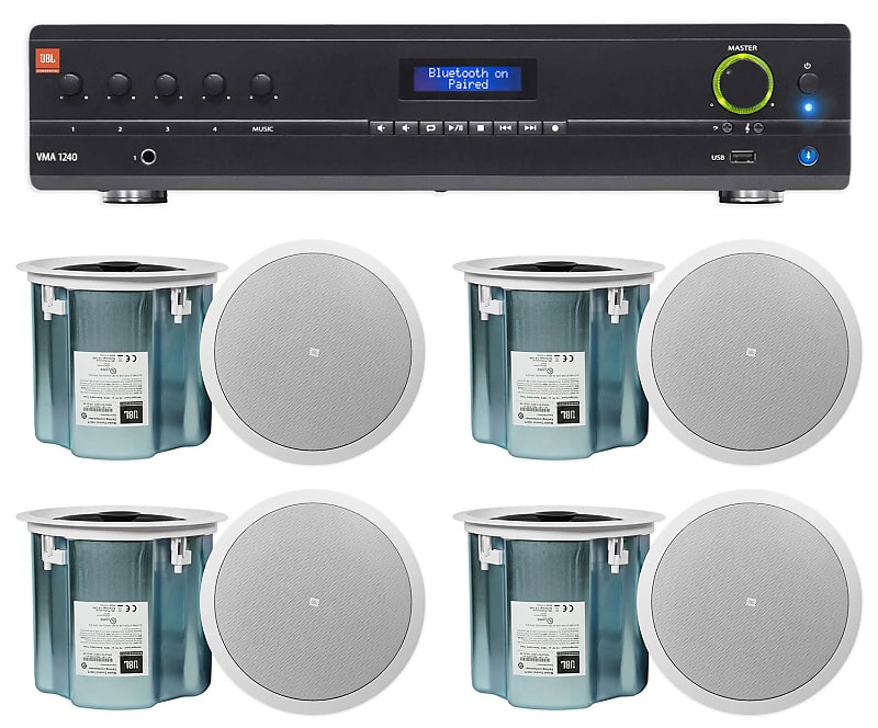 JBL VMA1240 240W 70v Amplifier+(8) JBL White 8" Ceiling | Reverb