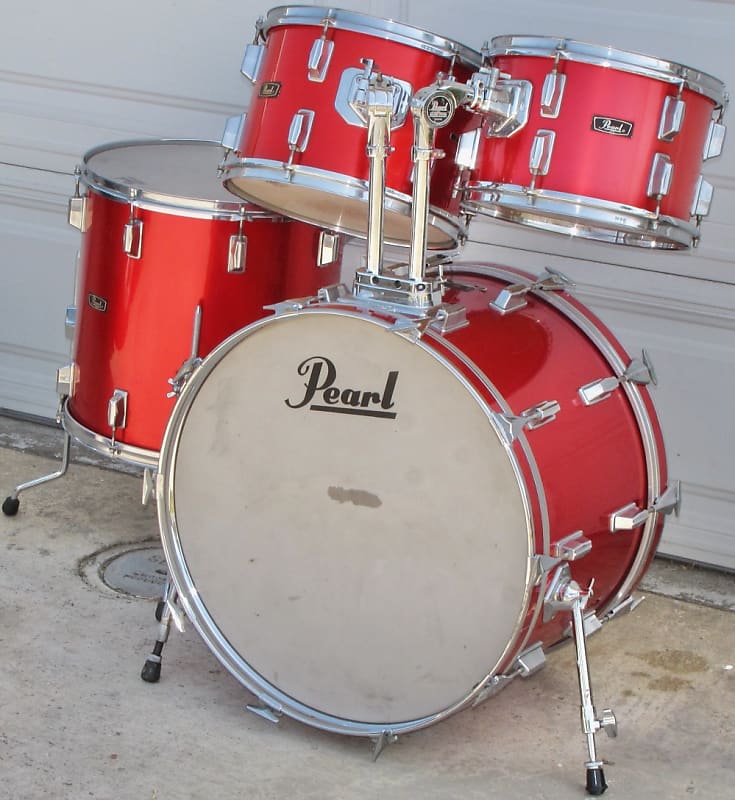 Vintage 1970's Pearl 4 piece All FIBERGLASS Drum Set Red | Reverb UK