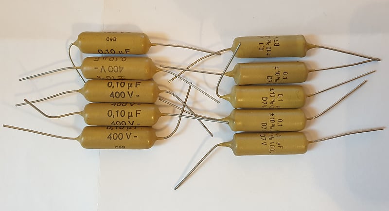 10X Mullard Mustard 100nf 0.1uf 400V capacitor (Marshall) | Reverb UK