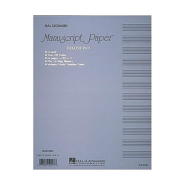 Manuscript Paper: Deluxe Pad, Blue Cover Hal Leonard Corp | Reverb