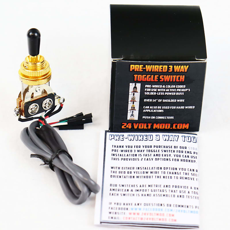 GOLD 3 Way Toggle Switch 6" Pre-Wired Shielded Solderless for | Reverb