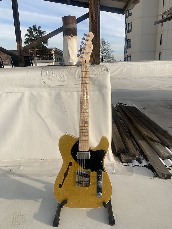 Partscaster Hybrid Thinline Tele Style Gold Sparkle Vintage | Reverb