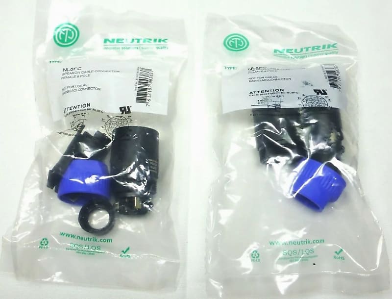 (2) Two Original NEUTRIK NL8FC Female 8 Pole SpeakON Cable | Reverb