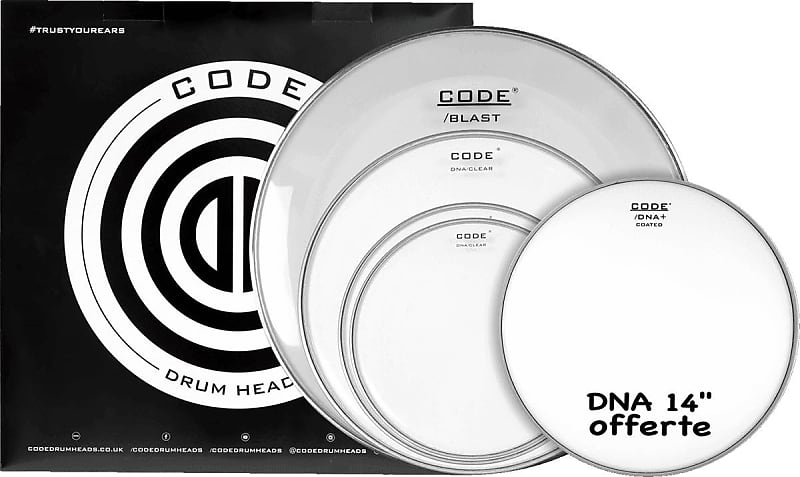 Code drumheads FPDNACLRS - Pack DNA Transparente Standard 12" | Reverb