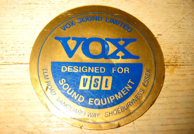 Vox VSL Vox Sound Limited Speaker Center Label/Decal 1969 | Reverb