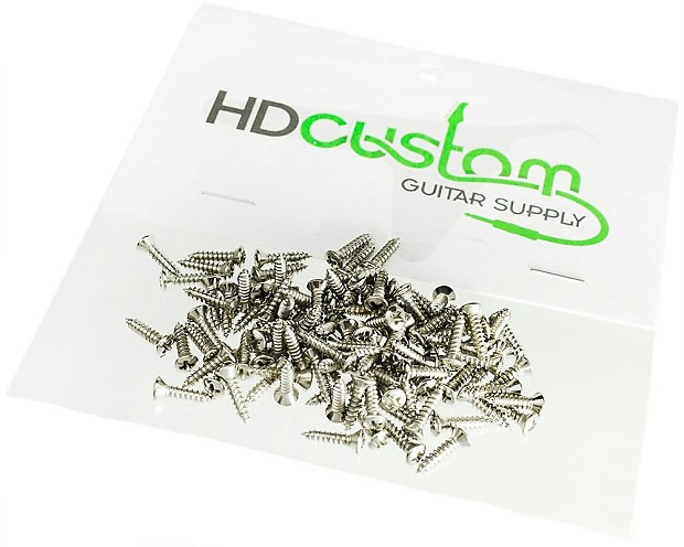 100 Chrome Guitar Pickguard Screws for Fender Strat/Tele/Bass | Reverb