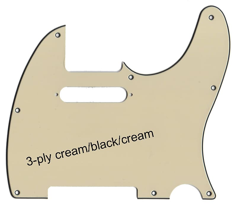 Fox Guitars 3-ply Cream Black Cream Tele 8 hole electric | Reverb